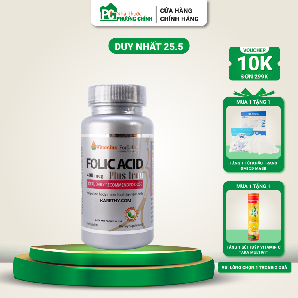 Viên Uống Bổ Sung Acid Folic Và Sắt Cho Bà Bầu Folic Acid Plus Iron ...