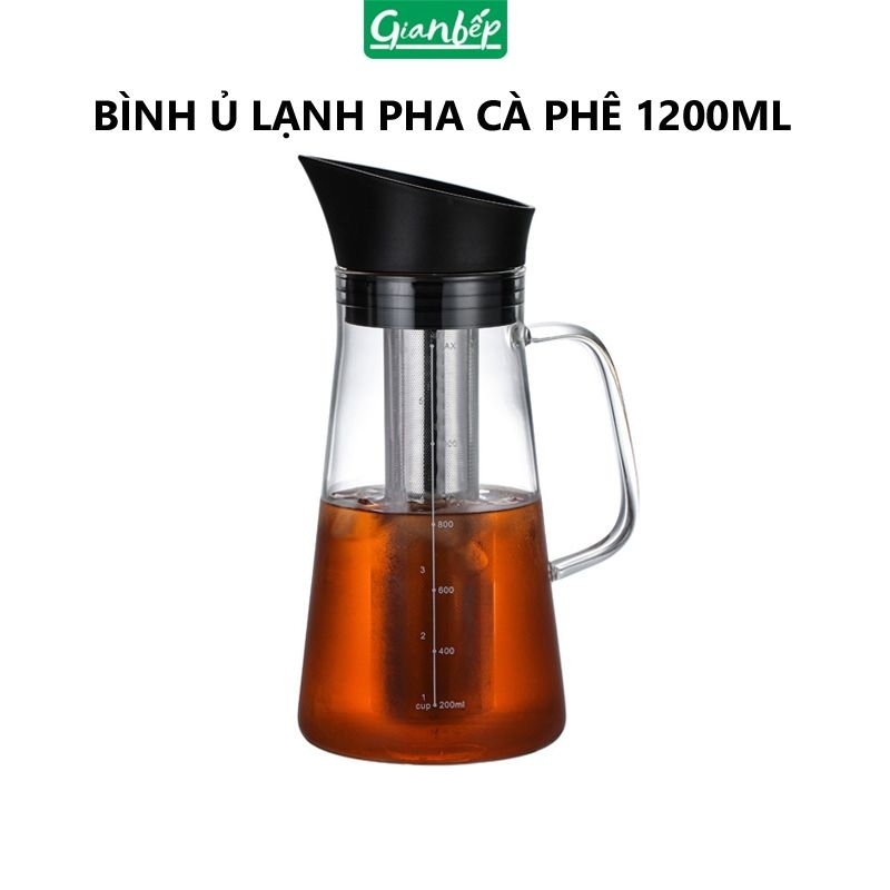 Bình Pha Cà Phê Cold Brew 1200ML Thủy Tinh Chịu Nhiệt, Bình Ủ lạnh Cafe ...