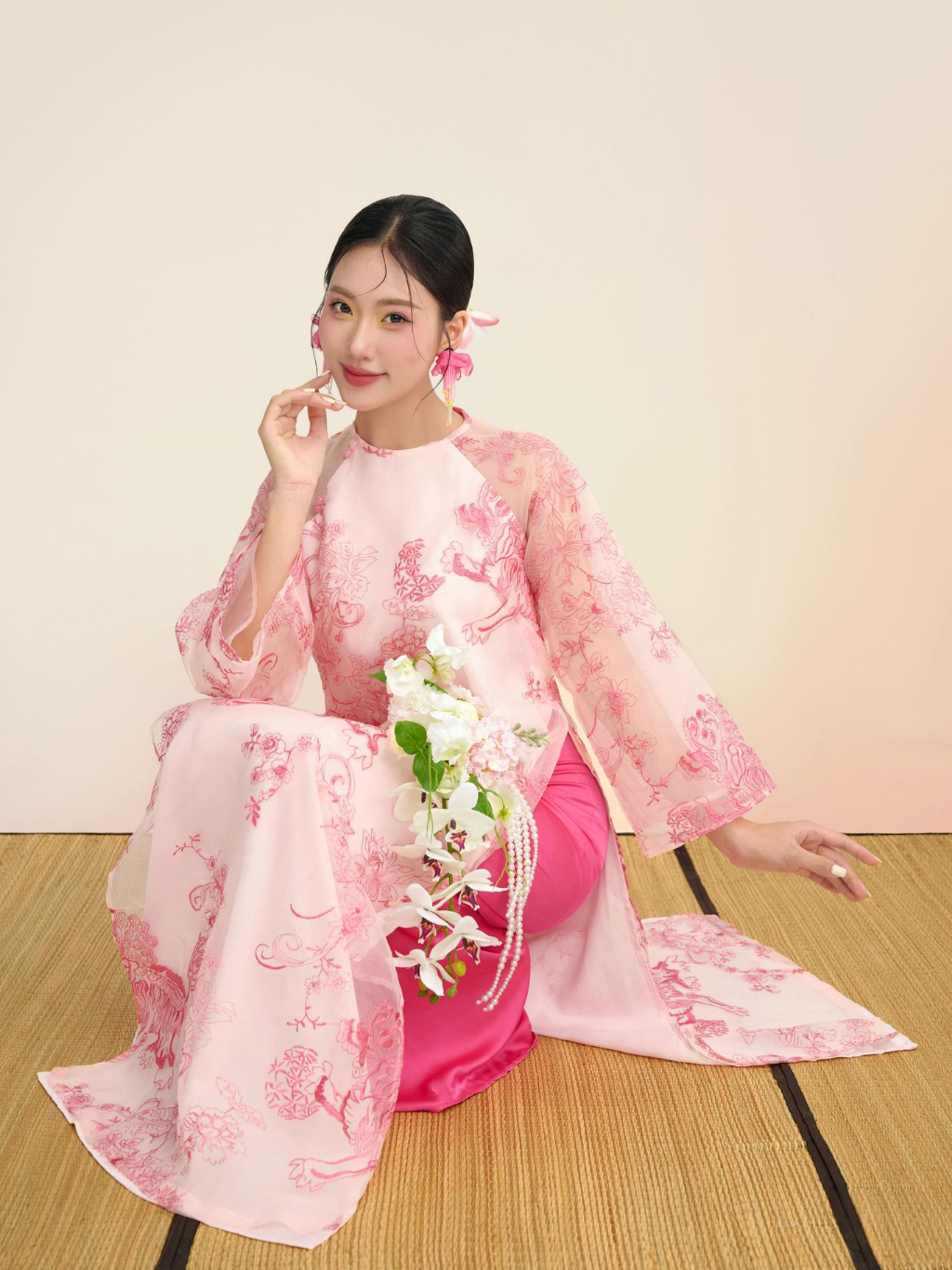 Áo Dài 2024 HOA VIÊN - ORGANZA - EDINI | Shopee Việt Nam