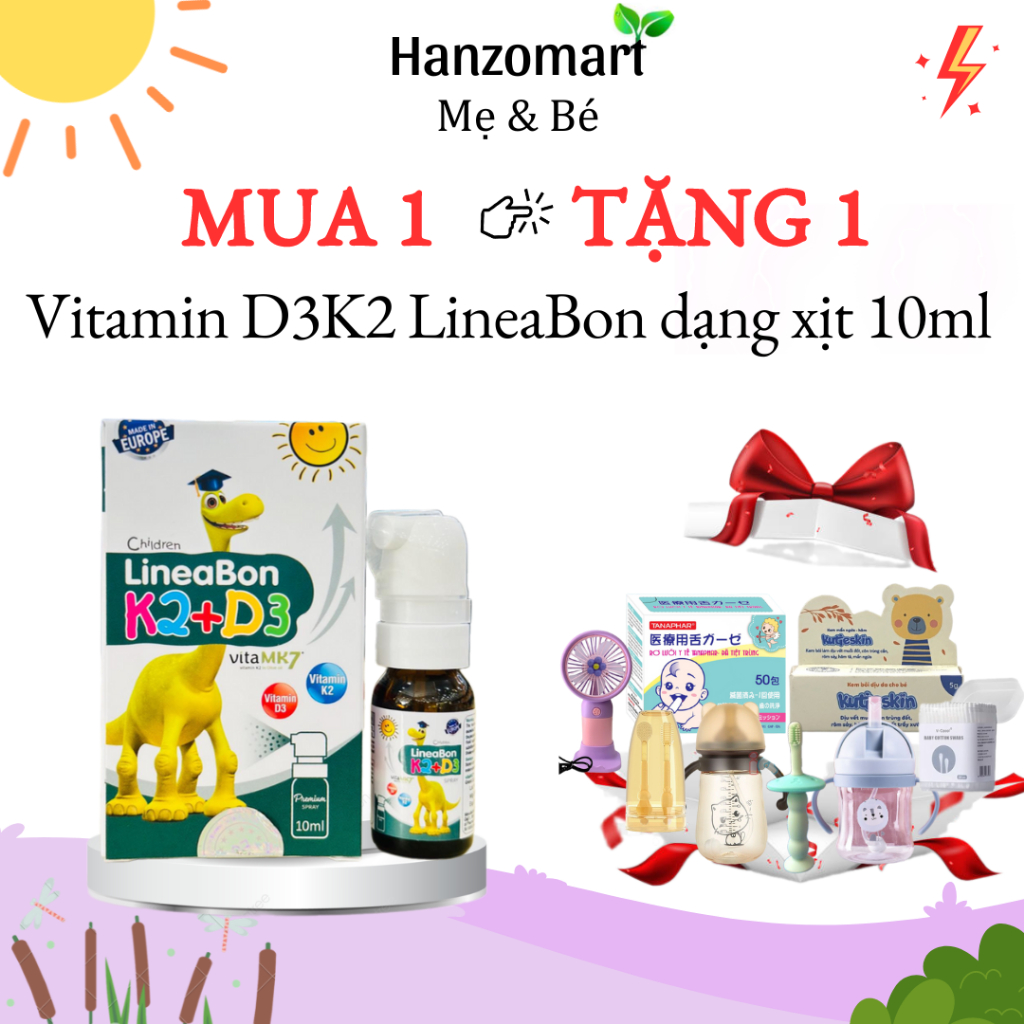 D3 k2 lineabon dạng xịt chính hãng bổ sung K2 và vitamin D3 giúp hấp thụ canxi, giảm còi xương ...