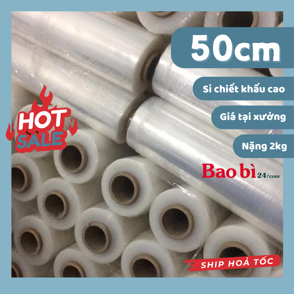 Baobi24 Màng PE, Màng Chít Quấn hàng Khổ 50cm nặng 2kg,5kg lõi mỏng 0.5kg - siêu dai | Shopee ...