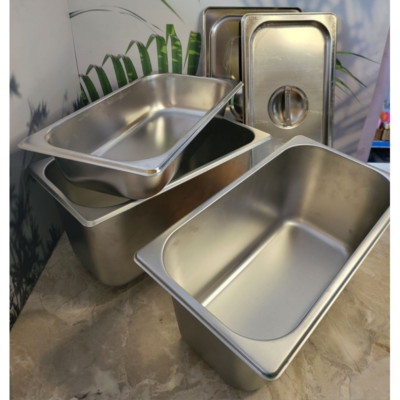 Khay topping - Khay buffet INOX 1/3 , 33*17.5 cm 3 Size 6.5cm , 10cm ...