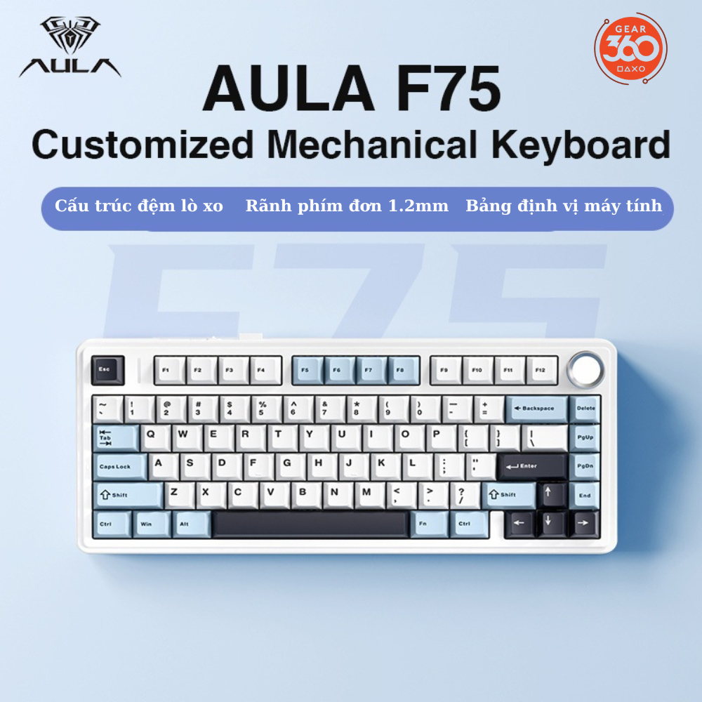 Bàn phím cơ Gaming không dây AULA F75, Hỗ trợ Hotswap 5pin, 3 chế độ kết nối, Trang bị Led RGB ...