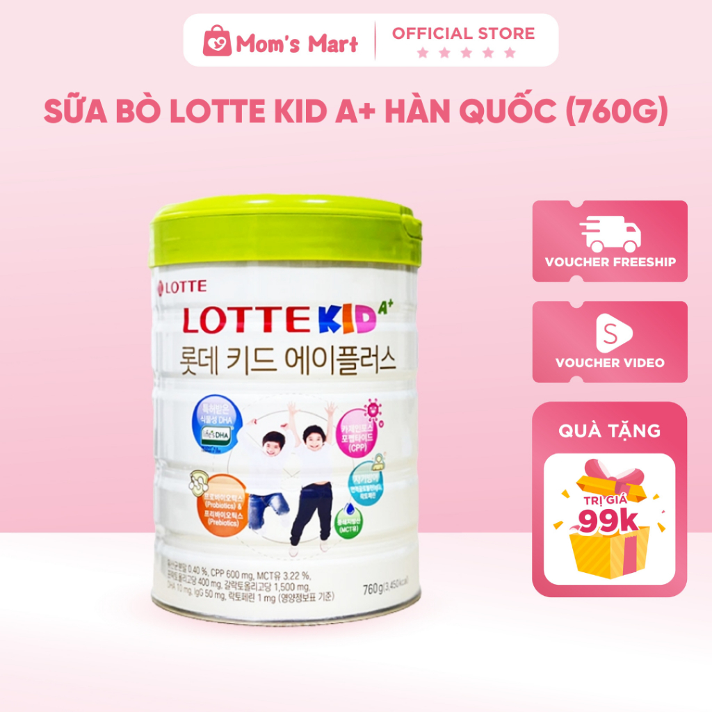 [Có Tem Phụ] Sữa bò Lotte Kid A+ Hàn Quốc Lon 760gr - Mom's Mart ...