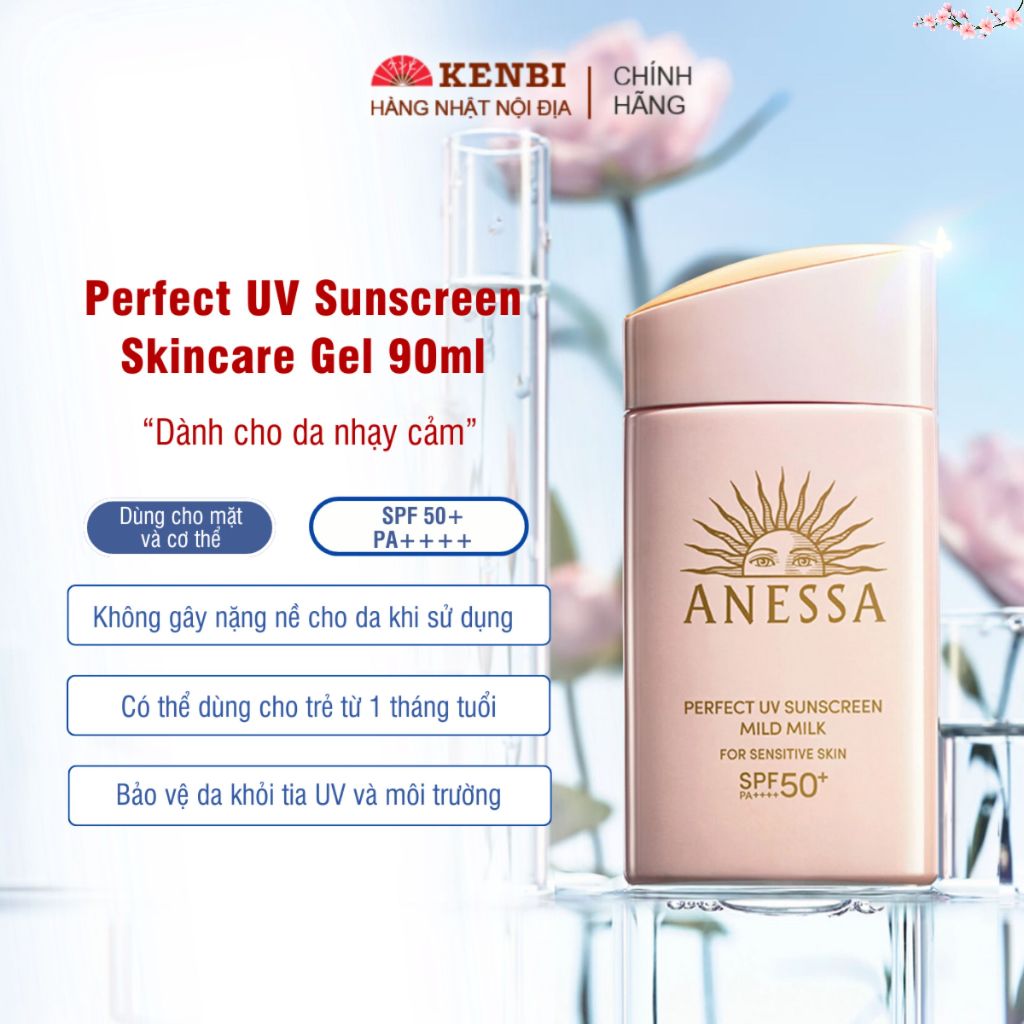 Kem chống nắng cho da nhạy cảm và trẻ em Anessa Perfect UV Sunscreen Mild Milk 60ml hồng - Hàng ...