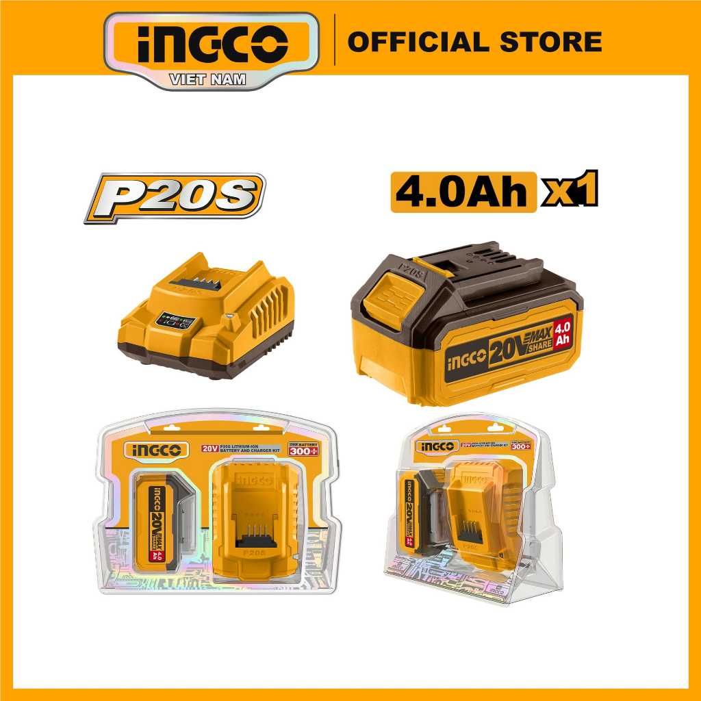 Bộ combo Pin Sạc 20V 4Ah INGCO FBCPK1214 dung lượng pin 4000mAh chính ...