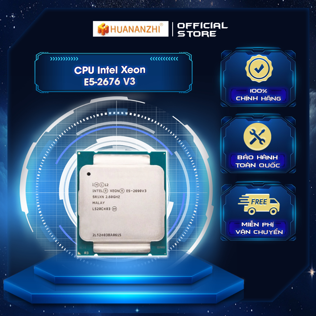 CPU Intel Xeon E5-2676 v3 (2.4GHz Turbo up to 3.2GHz, 12 Nhân 24 Luồng ...