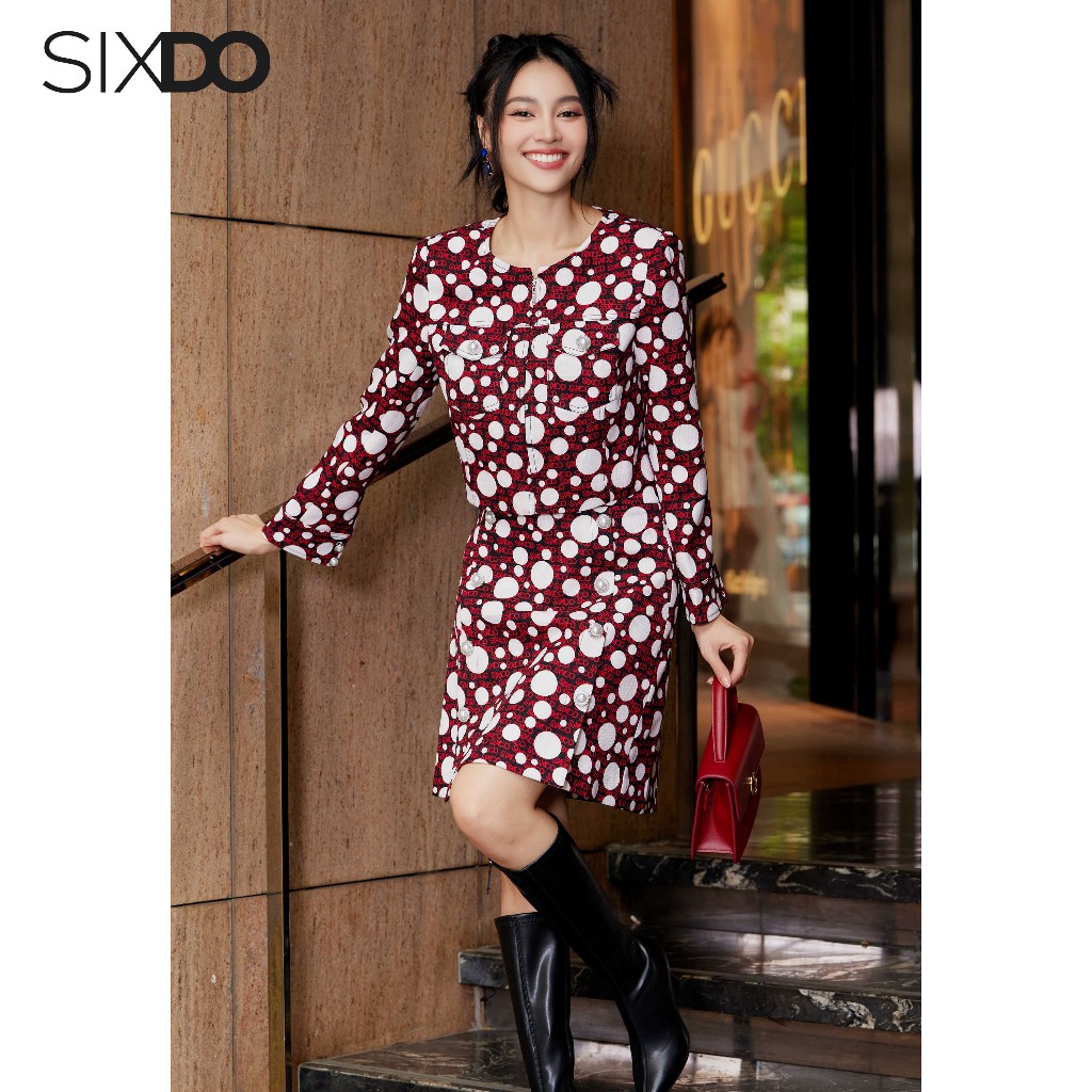 Áo Vest nữ cổ tròn chấm bi chữ SIXDO (Black With White Polka Dot Raw ...