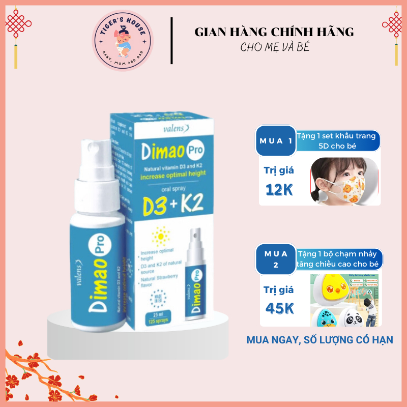 D3 K2 dạng xịt hỗ trợ tăng chiều cao Valens Dimao Pro Spray D3K2 25ml ...