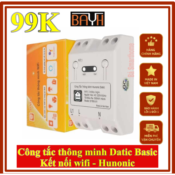 Công tắc thông minh giá rẻ, kết nối wifi, mã Datic Basic DTBS-1 điều ...