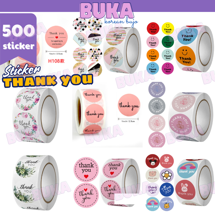 Cuộn 500 sticker cảm ơn gói hàng, gói quà Buka hình dán dễ thương, dán ...