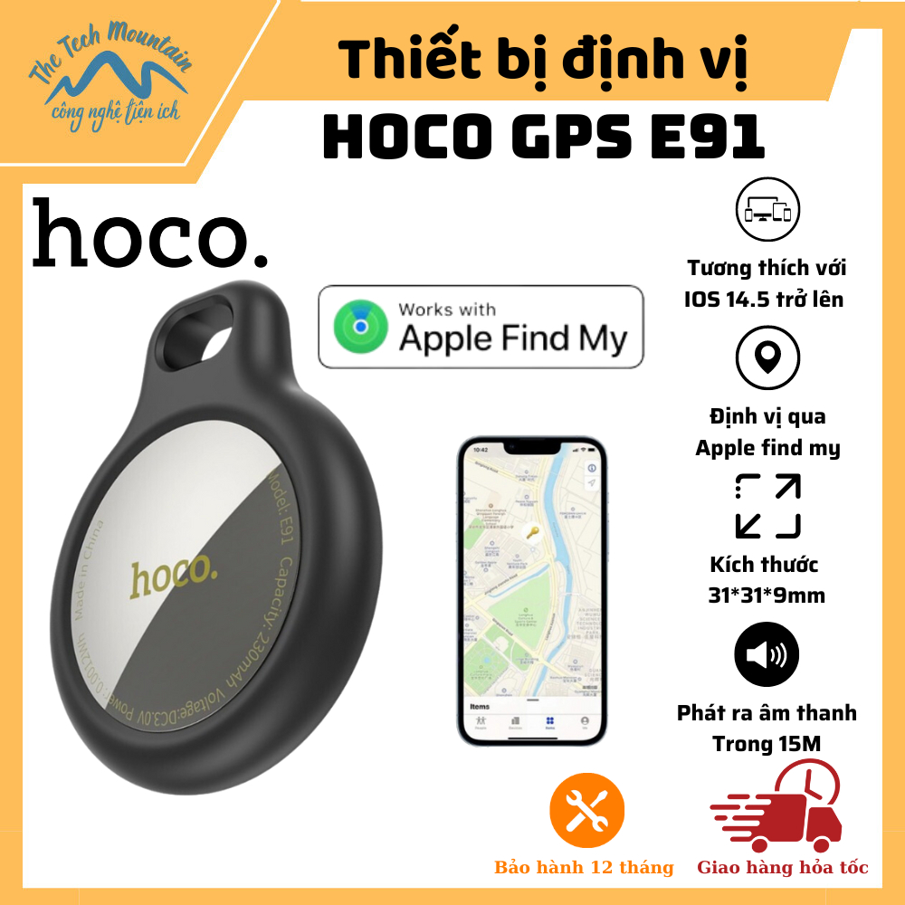 Thiết bị định vị HOCO GPS E91 - Định vị qua app find my - Tương thích ...
