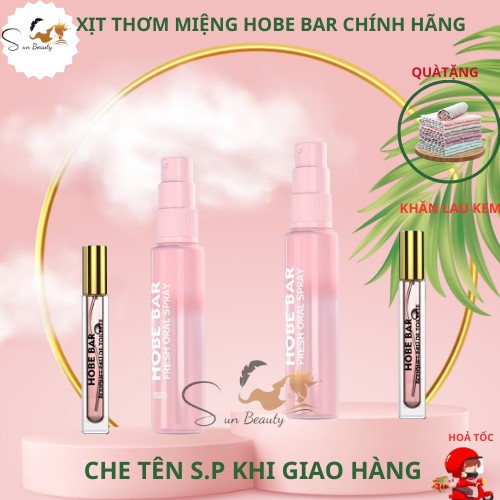 Xịt thơm miệng kháng khuẩn Hobe Bar vị đào 20ml + nước hoa nữ mini Hobe ...