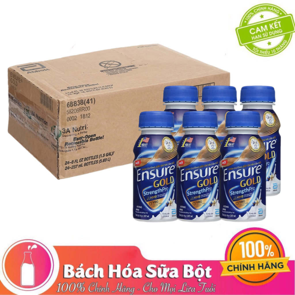 Sữa pha sẵn Abbott Ensure Gold Vigor/Gold (Thùng 24 chai - 237ml/chai) | Shopee Việt Nam