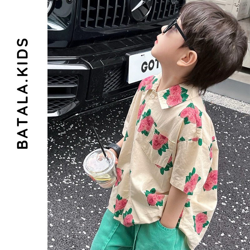 Áo sơ mi cho bé trai BATALA KIDS hoạ tiết HOA HỒNG cho bé từ 10- 25kg ...