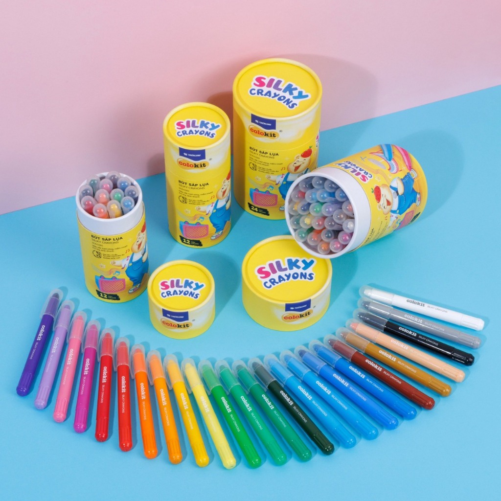 Bút sáp lụa vặn 12 Màu và 24 Màu - Silky Crayons Thiên Long Colokit ...