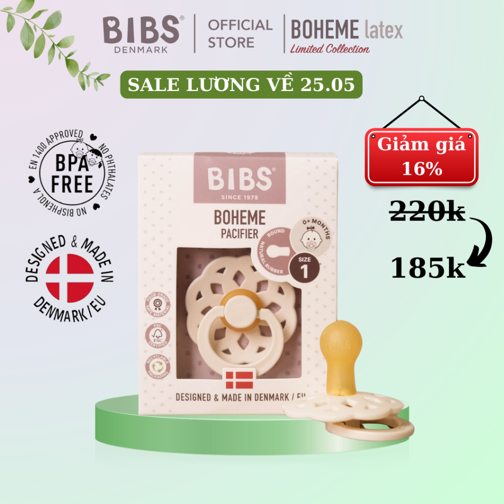 Ti ngậm Bibs Boheme núm tròn cao su cho bé 0-18m nhập khẩu chính hãng Đan Mạch | Shopee Việt Nam