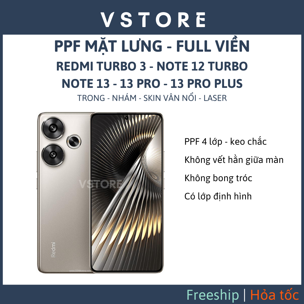 PPF Dẻo Redmi Turbo 3 Note 12 Turbo Note 13 Pro 13 Pro+ Note 12 Pro Full viền Trong Nhám Kim ...