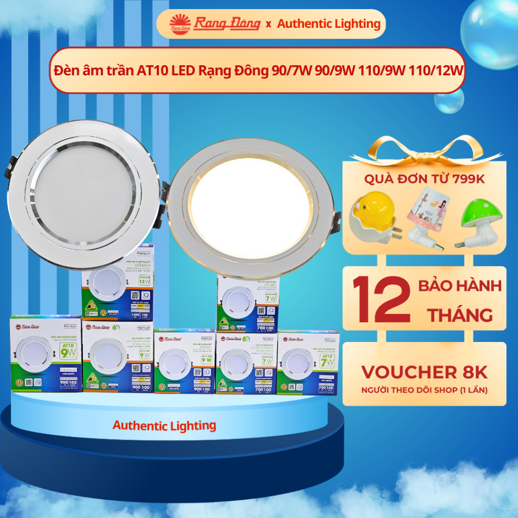 Đèn âm trần AT10 LED Rạng Đông 90/7W 90/9W 110/9W 110/12W (1 màu / đổi ...