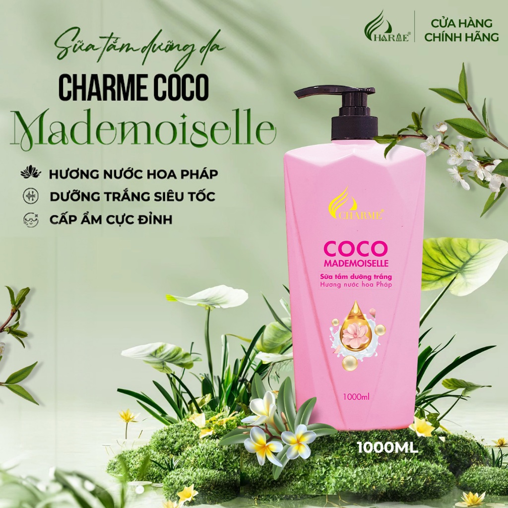 Sữa Tắm Dưỡng Trắng CHARME COCO MADEMOISELLE Hương Nước Hoa 1000ml Cấp Ẩm, Trắng Da, Thơm Lâu ...