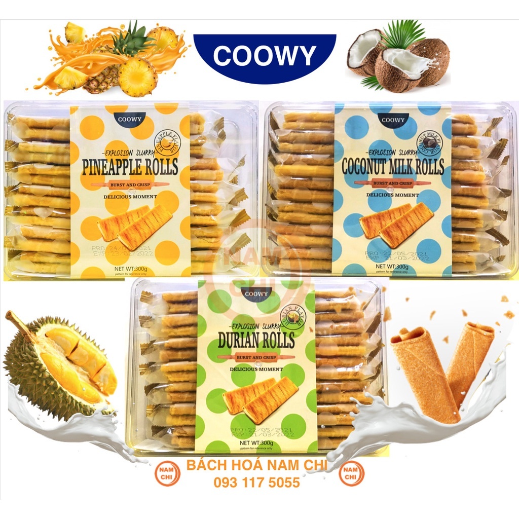 Bánh Quế Cuộn Giò Coowy Nhân Sầu Riêng Sữa Dừa Hộp 300G Ăn Vặt Cực Ngon ...
