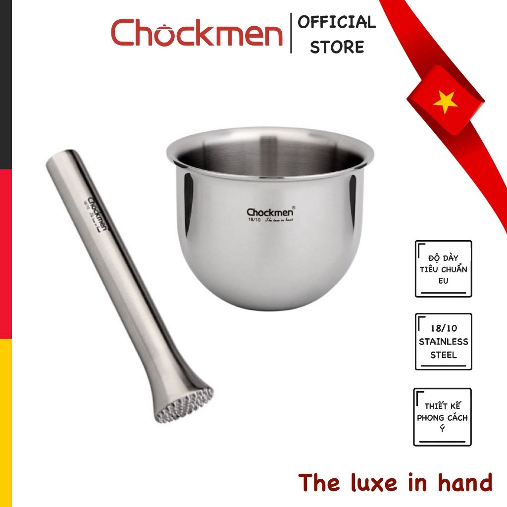 Chày Cối CHOCKMEN Inox 18/10 Dụng Cụ Giã Tỏi Gừng Gia Vị Chày Cối Inox ...