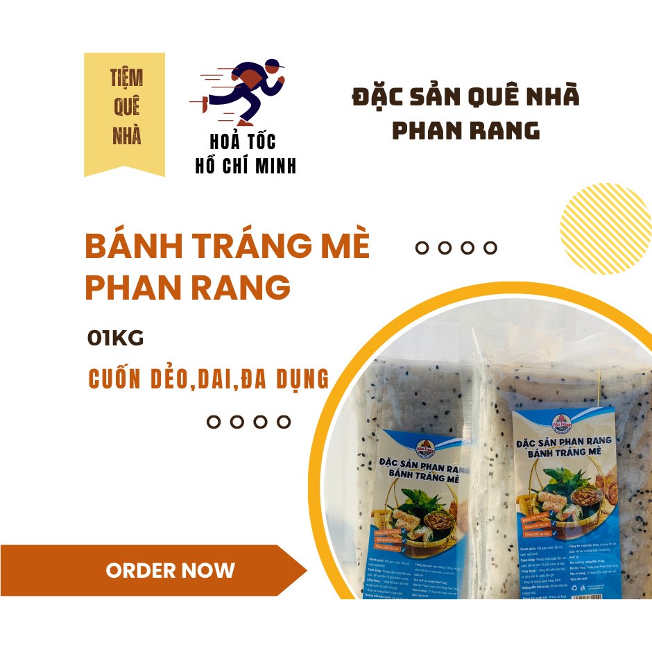 1kg bánh tráng mè Phan Rang - Khổ A5, mỗi sấp 0,5kg (45-50 cái) - Đặc ...