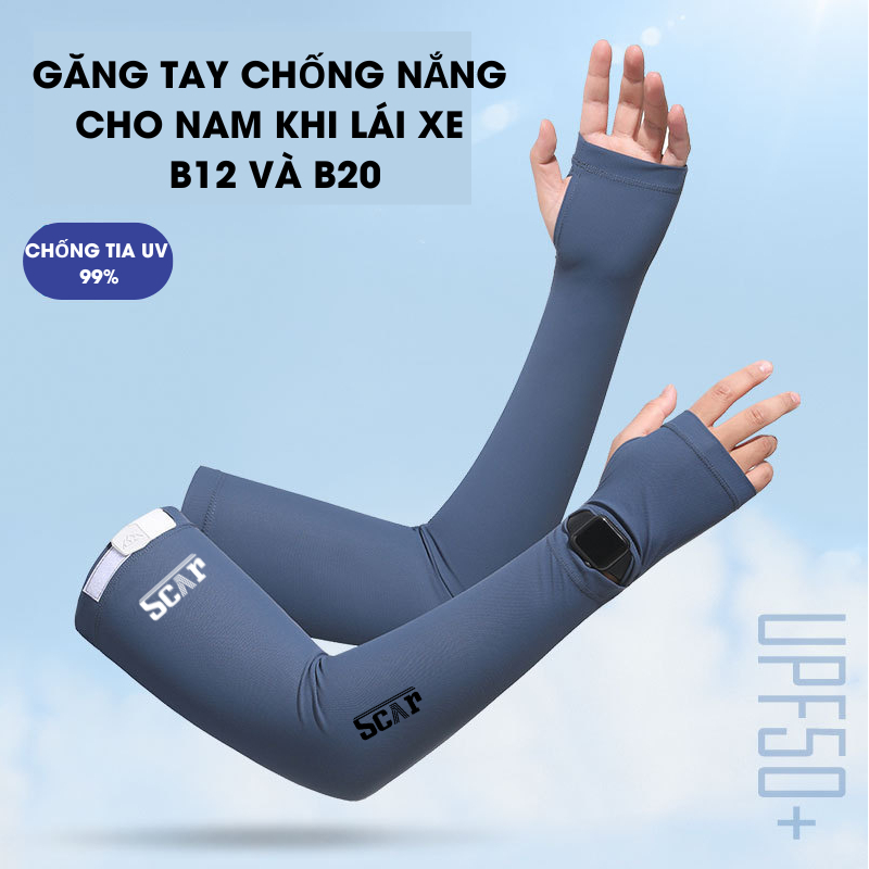 Găng tay chống nắng cho Nam khi lái xe B12 B20 chống nắng chống tia UV, chất thun lạnh thoáng ...