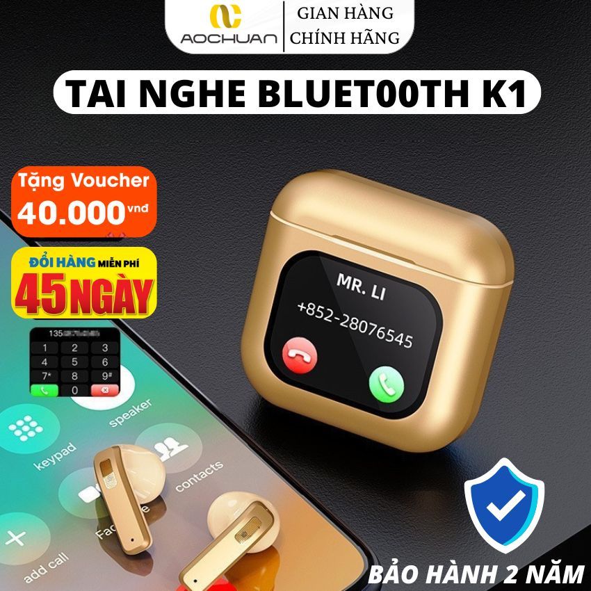 Tai phone Bluetooth thông minh K1 chống ồn, có màn hình cảm ứng, tích ...