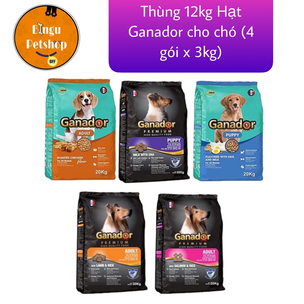 (12Kg) Thùng 4 Gói 3Kg Thức Ăn Hạt Ganador Cho Chó Nhiều Dinh Dưỡng | Shopee Việt Nam