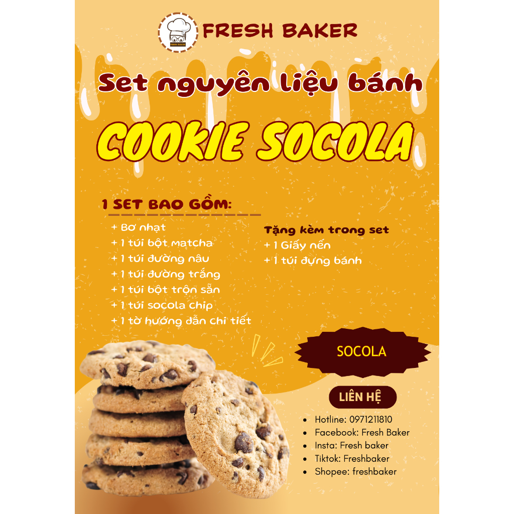 Set làm bánh quy cookie socola Nguyên liệu làm bánh cookie socola thơm ...