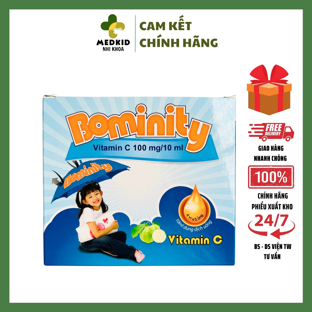 Ống uống Bominity - Bổ sung Vitamin C, nâng cao sức đề kháng cho bé ...