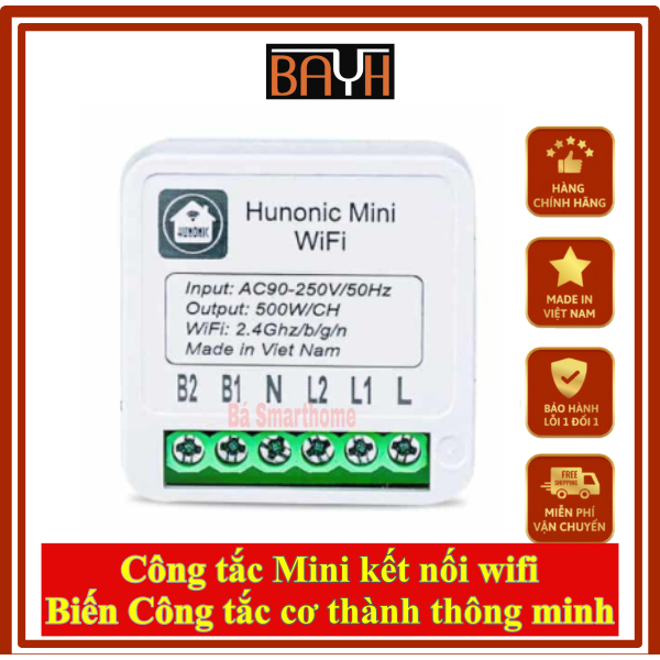 Công Tắc Thông Minh Wifi Mini Hunonic, biến công tắc cơ thành thông ...