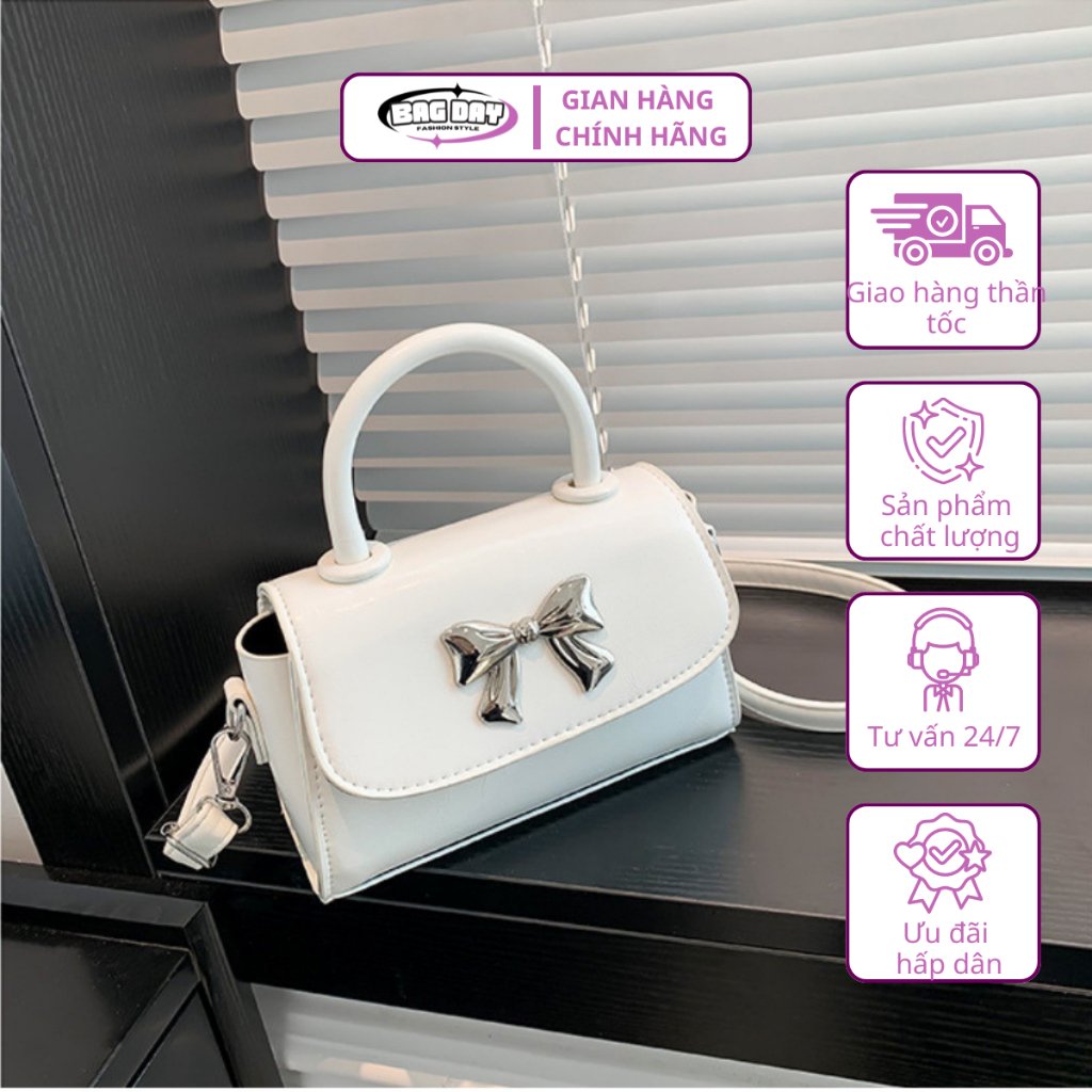 Túi xách mini cầm tay Bag Day gắn nơ vuông | Shopee Việt Nam