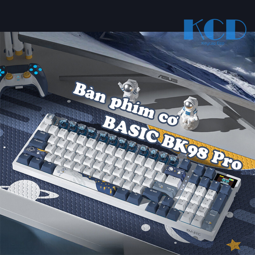 Bàn phím cơ Basic BK98/Pro Universe có màn LCD, Gasket gõ cực thích ...