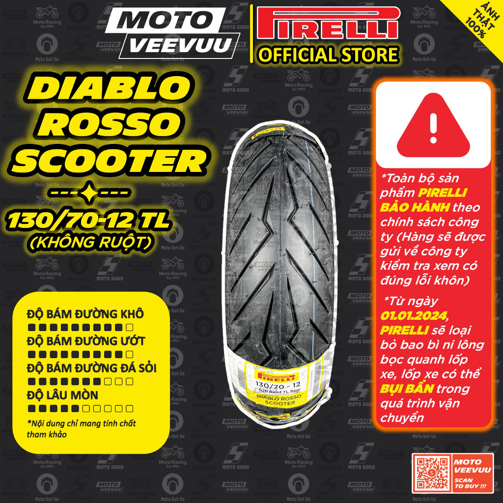 [MTVV] Vỏ lốp xe máy PIRELLI 130/70-12 TL Diablo Rosso Scooter | Shopee Việt Nam