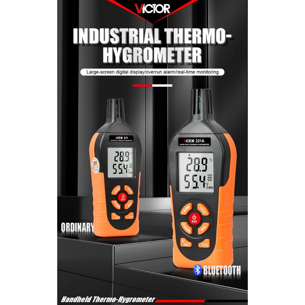 VICTOR 231A Máy đo nhiệt độ, độ ẩm màn hình kỹ thuật số điện tử Nhiệt ...