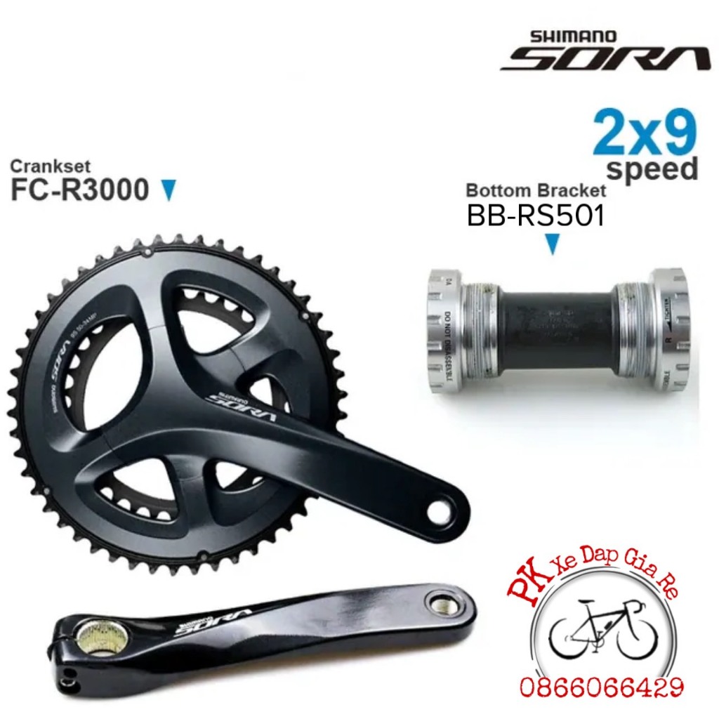 Đùi Đĩa SHIMANO SORA FC-R3000 2x9 Tốc Độ 30/54T 170MM, Gio Dĩa 2 tầng ...