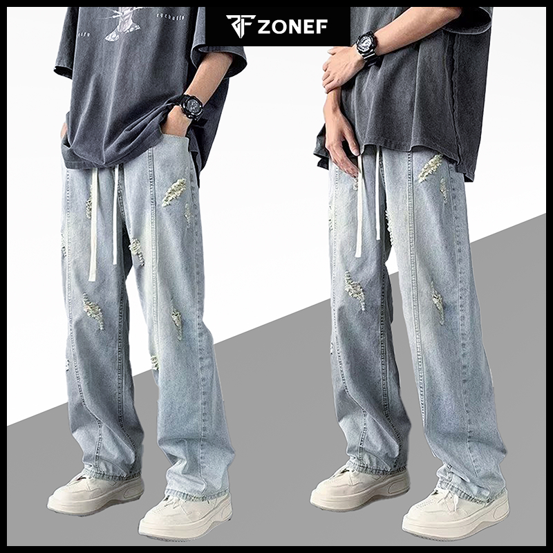 Quần Jean Nam Ống Rộng Nhiều Loại - Jean Loang Rách, Jean Dây Rút Bản ...