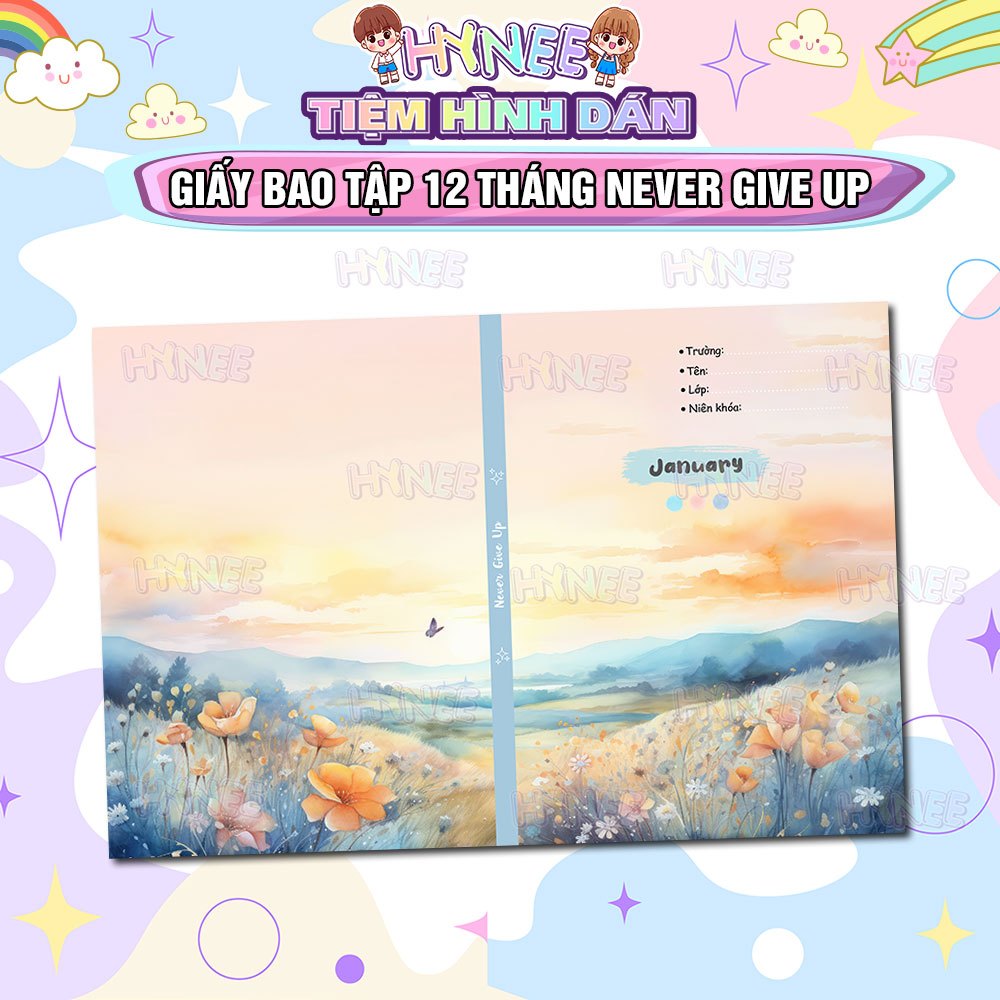 Giấy Bao Tập 12 Tháng Collection Never Give Up - Giấy Bao Vở, Bao Sách ...