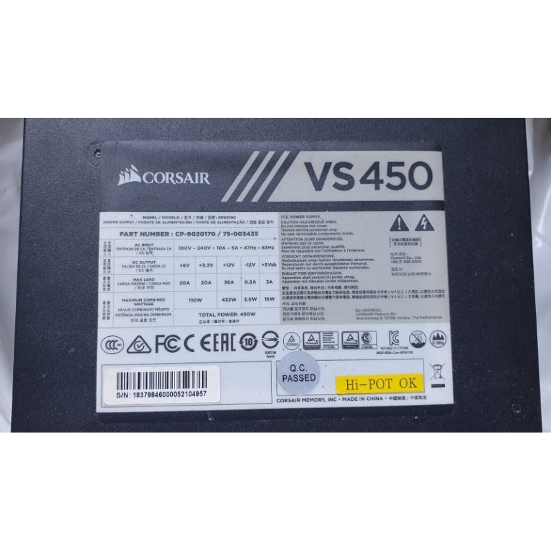 Nguồn máy tính chính hãng corsair VS450 | Shopee Việt Nam