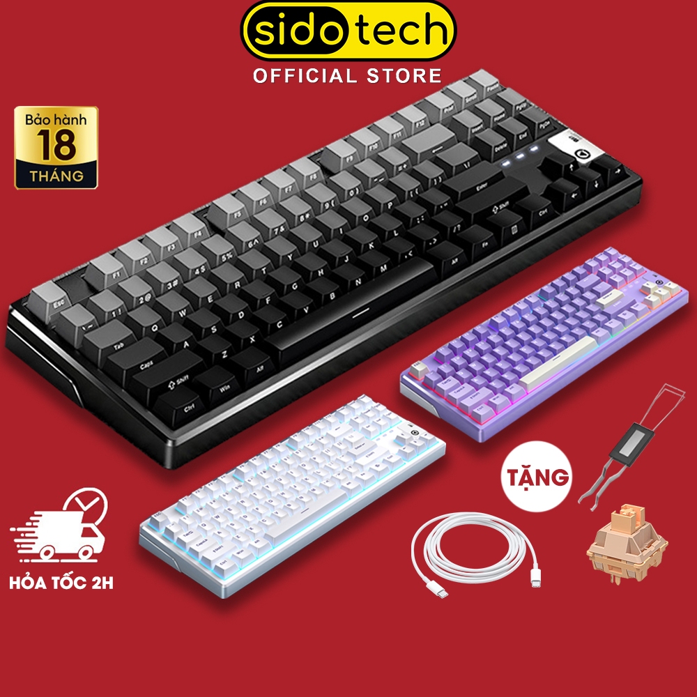 Bàn phím cơ gaming SIDOTECH Y87 không dây bluetooth 3 mode hotswap 5 pin tkl87 led rgb keycap ...