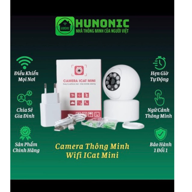 Camera Wifi ICat Mini Hunonic - Đàm Thoại 2 Chiều, Xoay 360 Độ, Tích ...