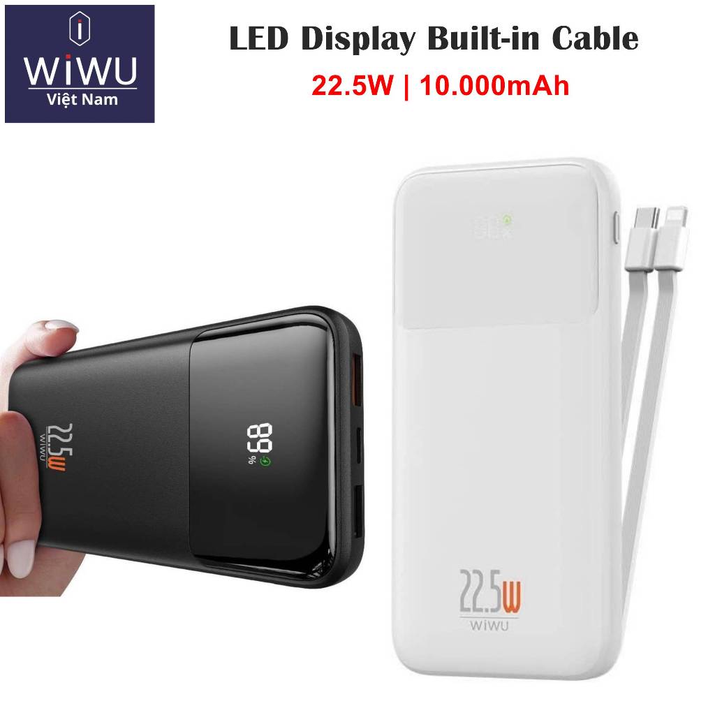 Pin Dự Phòng 10.000mAh - QC3.0/ PD 22.5W WIWU Power Bank Wi-P021 Màn Hình LED Hỗ Trợ Sạc Nhanh ...