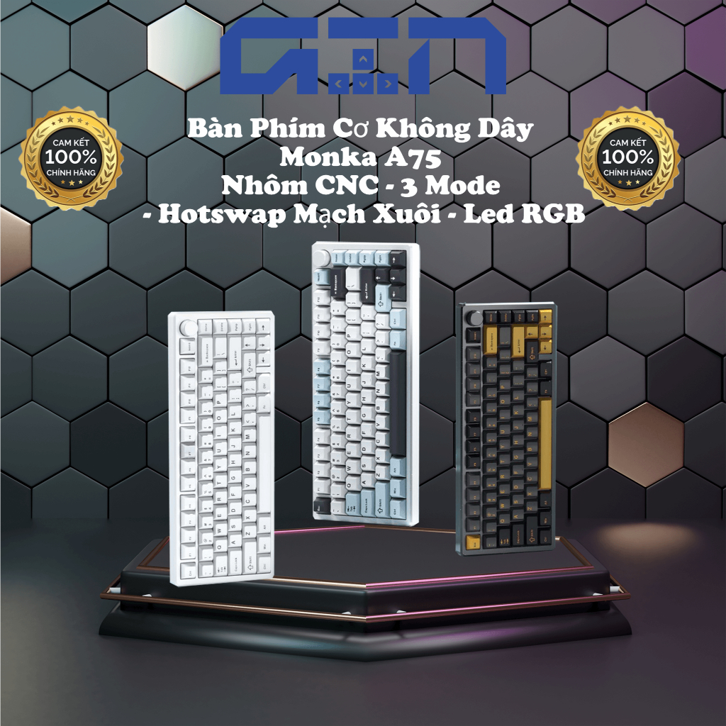 [Hỏa Tốc] Bàn Phím Cơ Không Dây Monka A75 - Nhôm CNC - 3 Mode - Hotswap ...