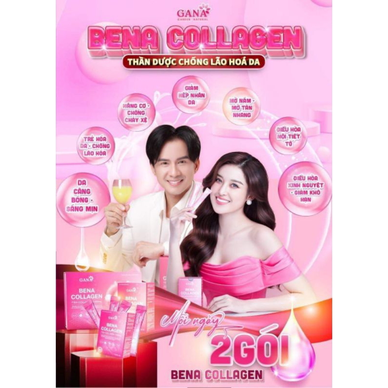 [Hộp 30 gói date 29/8/2025] Bena Collagen GANA Cấp Ẩm Da, Tăng Đàn Hồi, Mờ Nám, Cải Thiện Nội ...