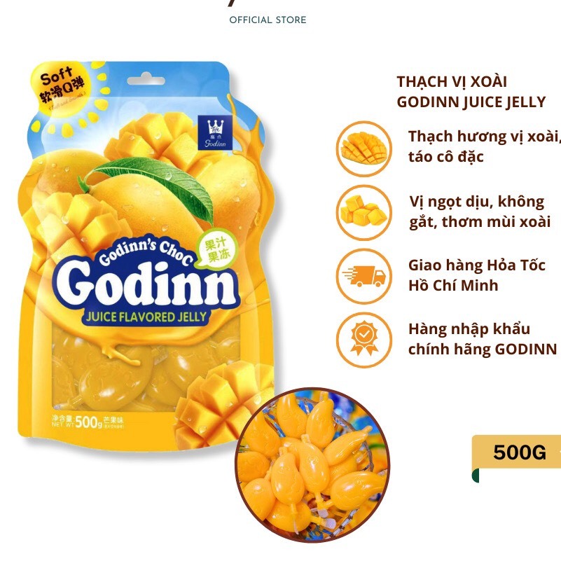 Thạch Trái Cây Vị Xoài Godinn Juice Flavored Jelly Bịch 500g | Shopee ...