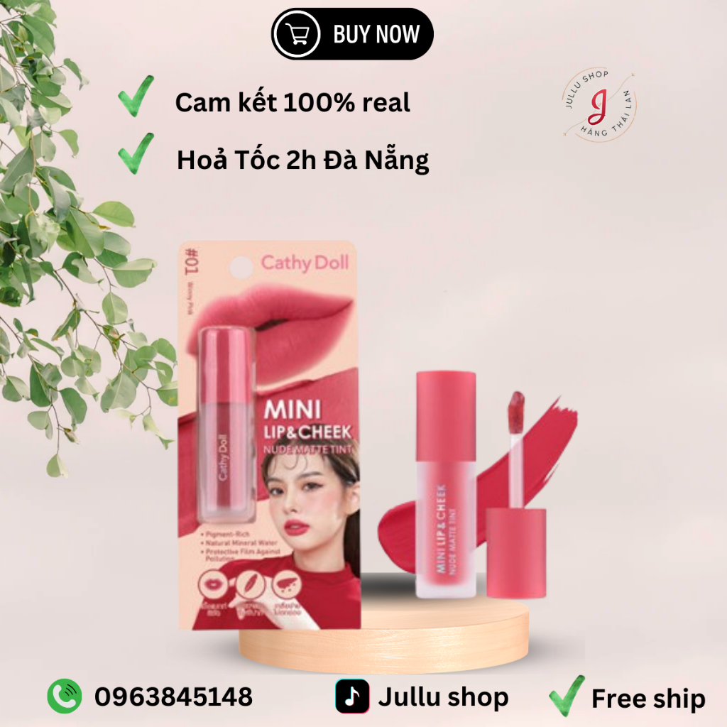 [Tặng kèm ảnh Win]CATHY DOLL MAKEUP MINI LIP&CHEEK NUDE MATTE TINT Son ...