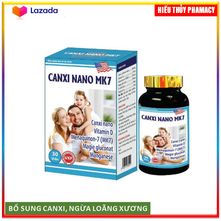Viên uống Bổ sung Canxi Nano MK7 phát triển hệ xương, chắc khỏe xương và răng, giảm loãng xương ...