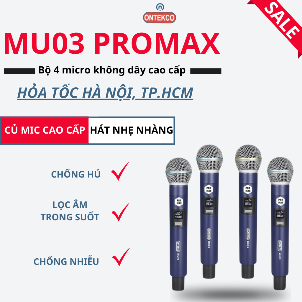 Micro không dây ONTEKCO MU03promax/MF333 củ mic cao cấp, hàng chính hãng - Ontek Sài Gòn ...